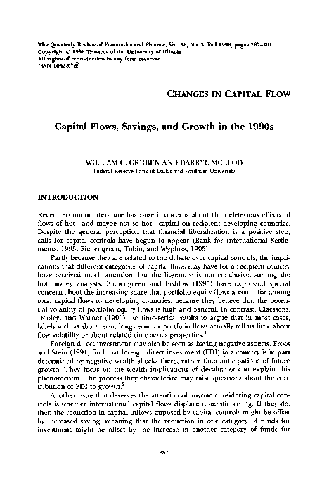 (PDF) Capital flows, savings, and growth in the 1990s