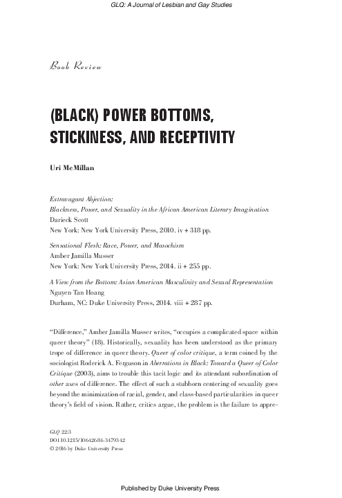 (PDF) (Black) Power Bottoms, Stickiness, and Receptivity