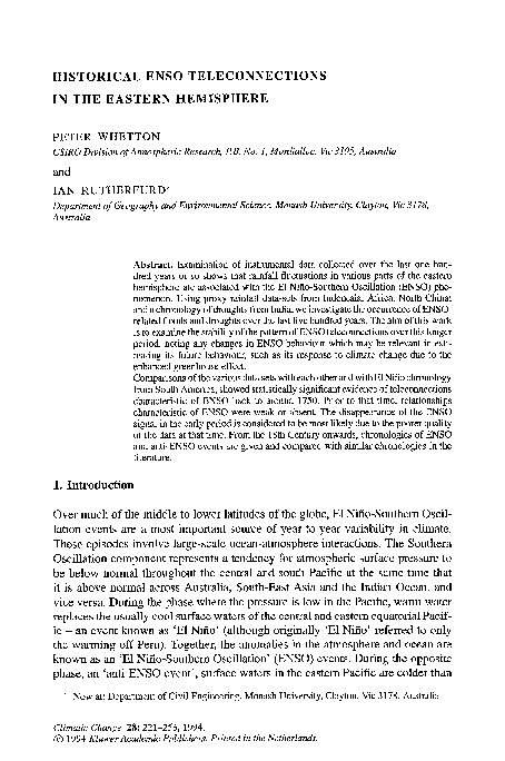 (PDF) Historical ENSO teleconnections in the eastern hemisphere