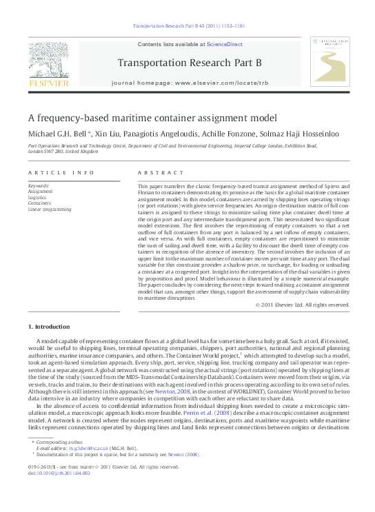 (PDF) A frequency-based maritime container assignment model