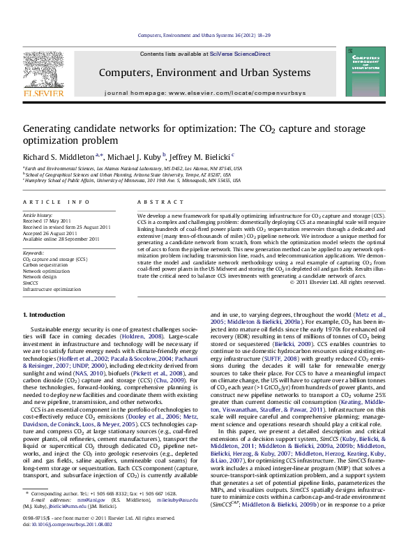 (PDF) Generating candidate networks for optimization: The CO2 capture ...