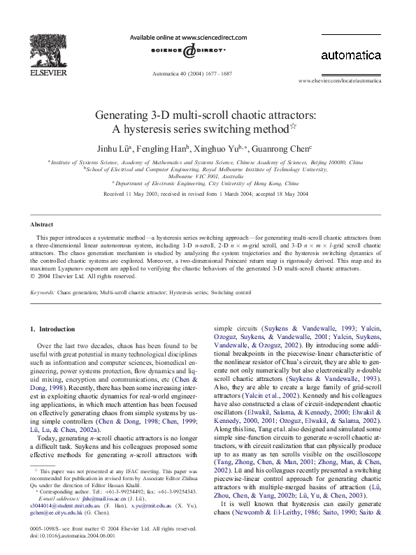 Pdf Generating 3 D Multi Scroll Chaotic Attractors A Hysteresis Series Switching Method 