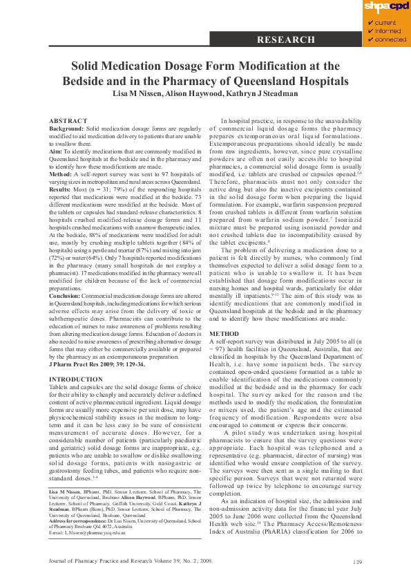 (PDF) Dose form modification–a common but potentially hazardous ...