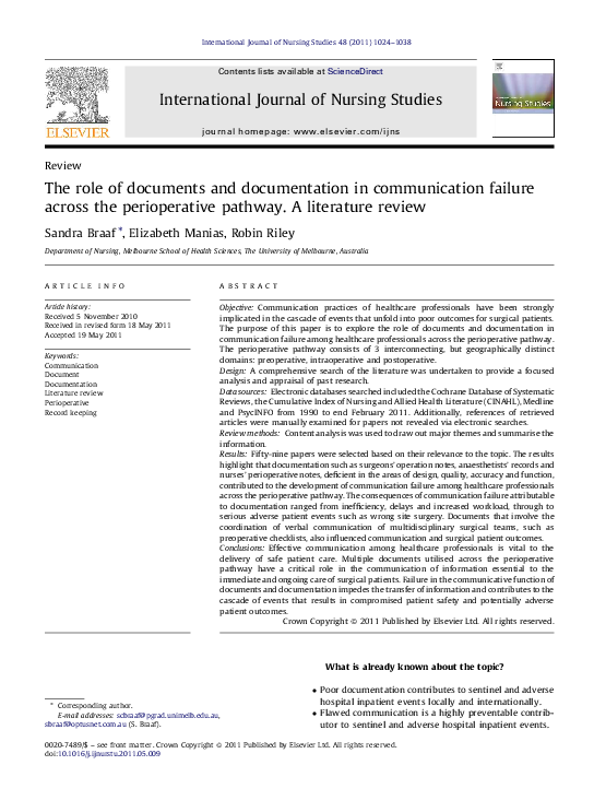 (PDF) The role of documents and documentation in communication failure ...