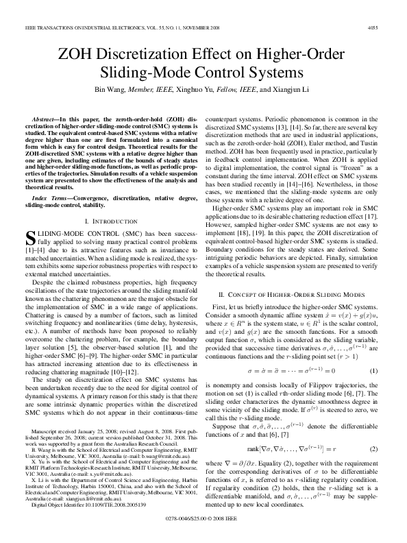 Pdf Zoh Discretization Effect On Higher Order Sliding Mode Control