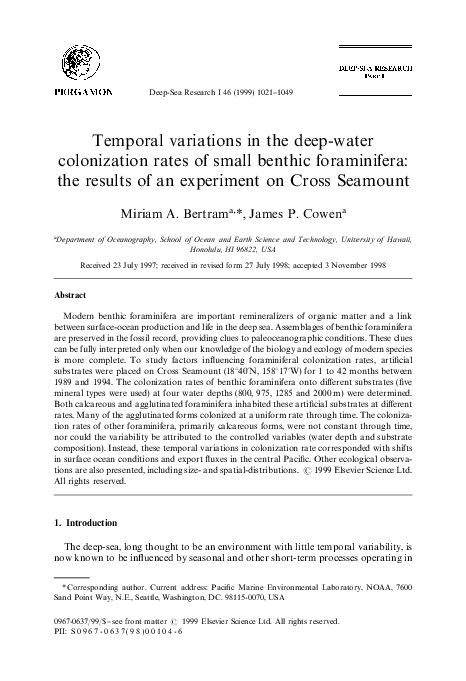 (PDF) Temporal variations in the deep-water colonization rates of small ...