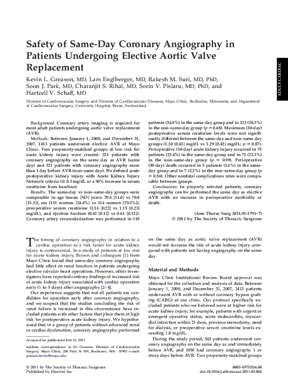 (PDF) Safety of Same-Day Coronary Angiography in Patients Undergoing ...