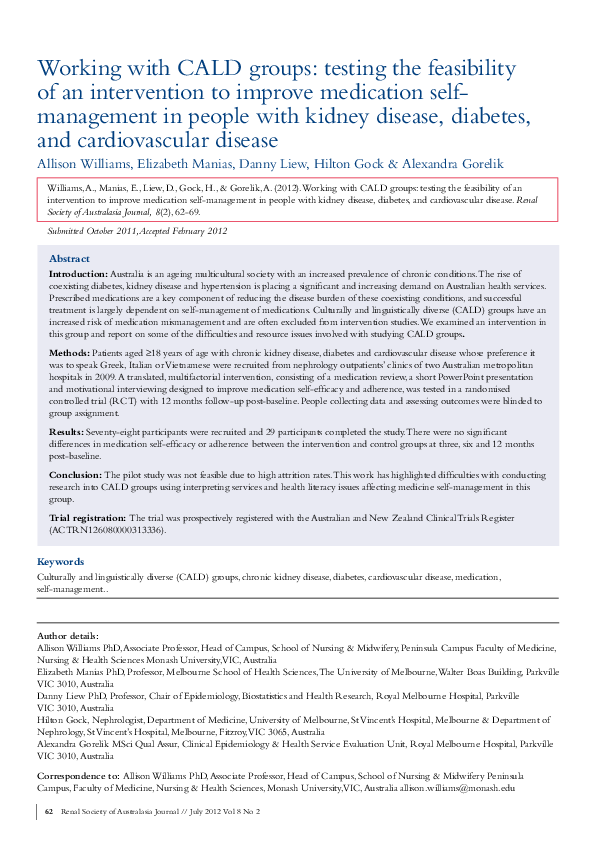 (PDF) Working with CALD groups: testing the feasibility of an ...