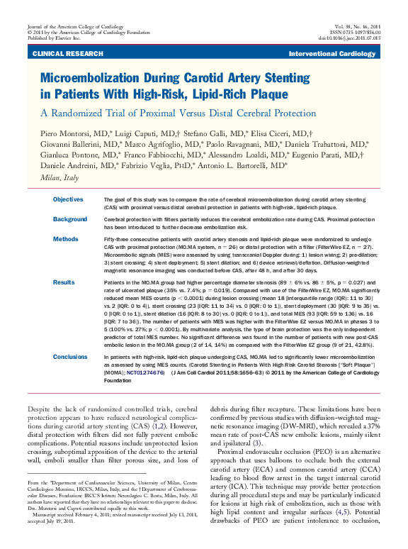 (PDF) Microembolization During Carotid Artery Stenting in Patients With ...