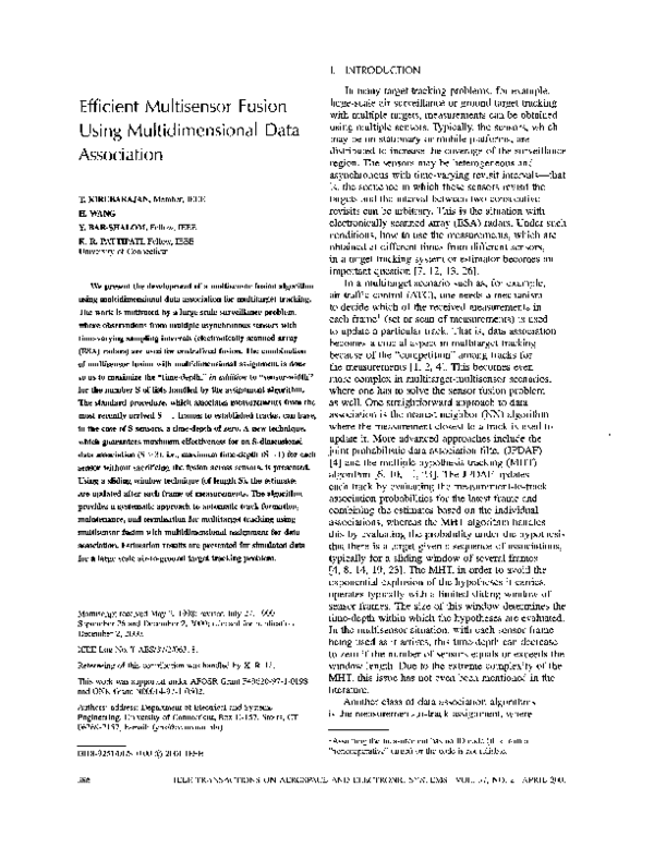 (PDF) Efficient multisensor fusion using multidimensional data association