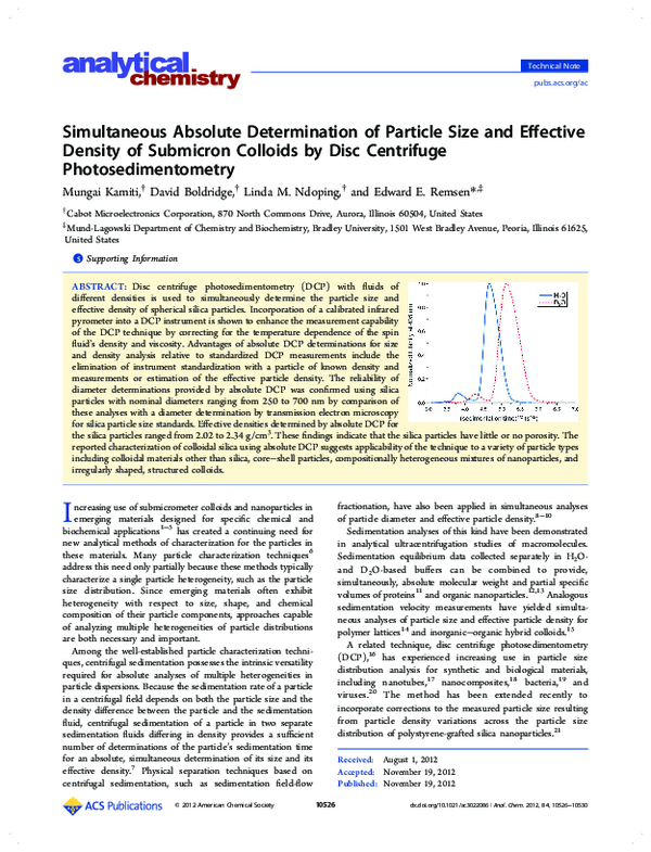 Pdf Simultaneous Absolute Determination Of Particle Size And