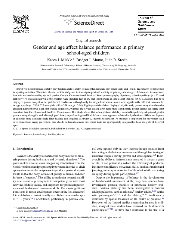 (PDF) Gender and age affect balance performance in primary school-aged ...