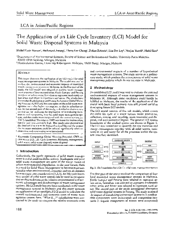 (PDF) The application of an life cycle inventory (LCI) model for solid ...