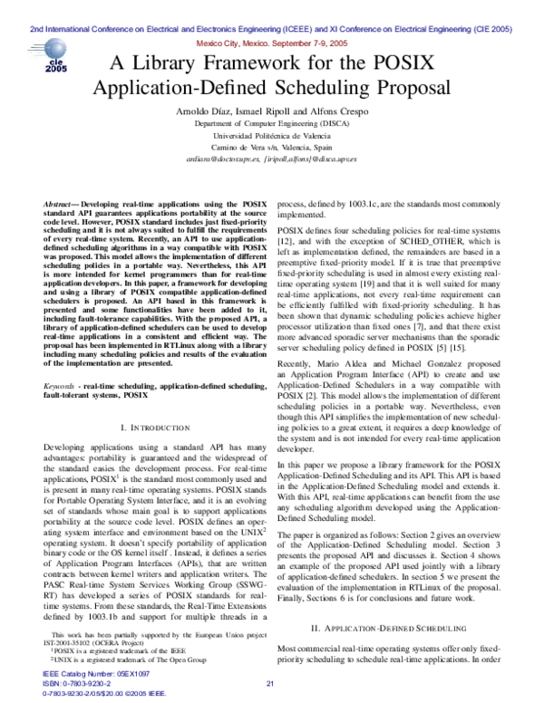 (PDF) A library framework for the posix application-defined scheduling ...