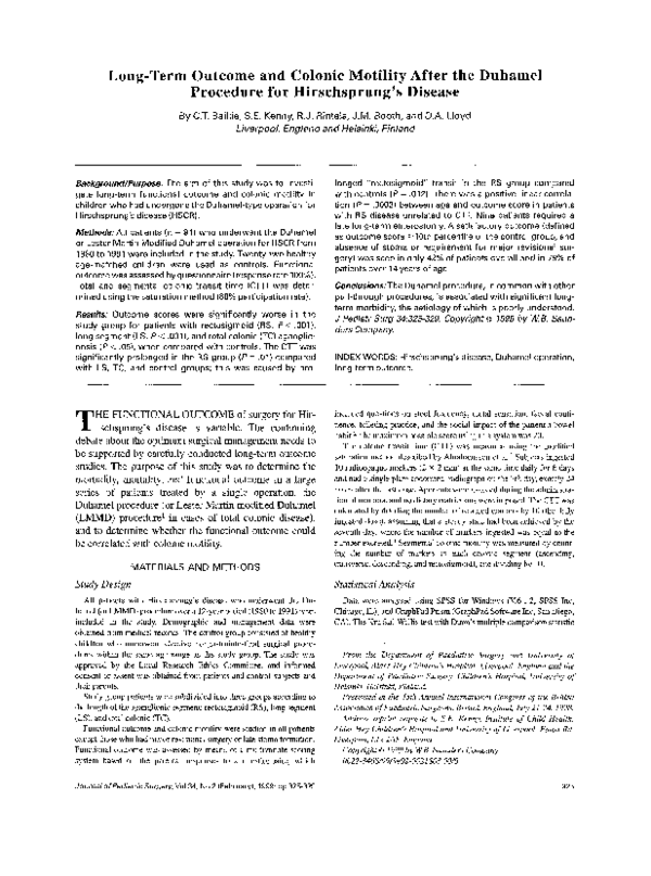 (PDF) Long-term outcome and colonic motility after the Duhamel ...