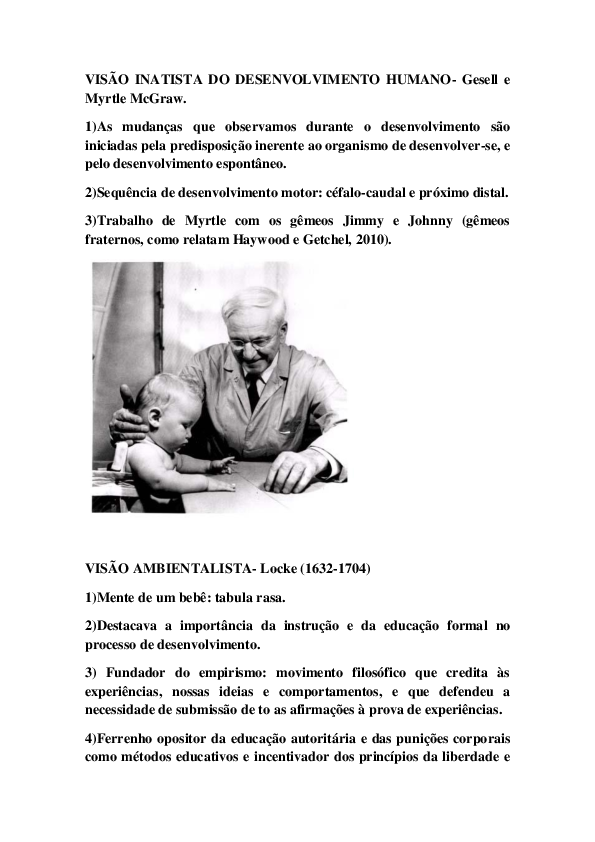 (PDF) VISÃO INATISTA DO DESENVOLVIMENTO HUMANO-Gesell e