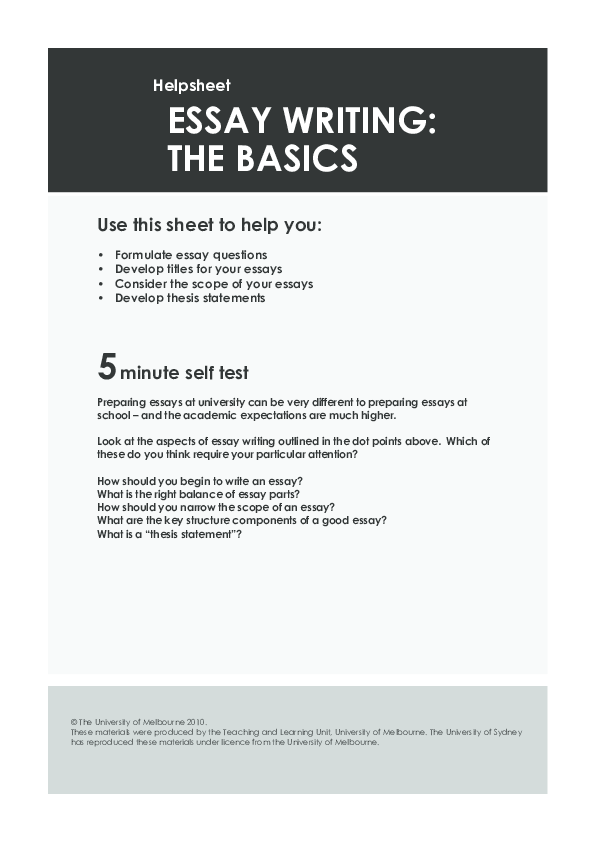 (PDF) ESSAY WRITING: THE BASICS