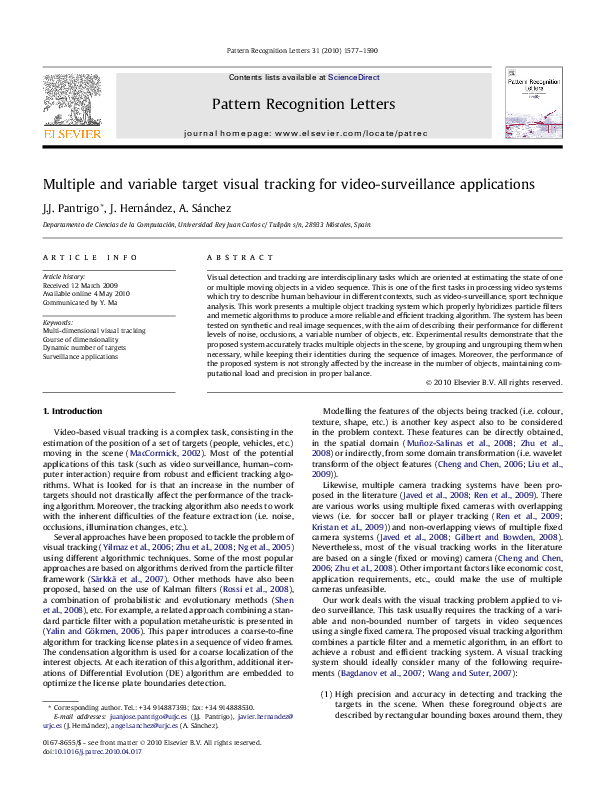 Pdf Multiple And Variable Target Visual Tracking For Video