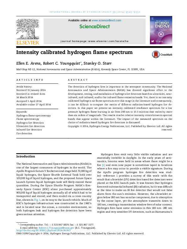 (PDF) Intensity calibrated hydrogen flame spectrum