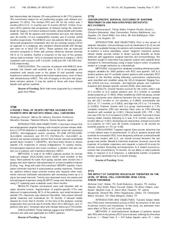 (PDF) 1770 CANCER-SPECIFIC SURVIVAL OUTCOMES OF SUNITINIB TREATMENT IN ...