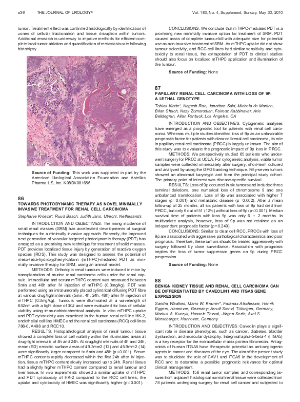 (PDF) 87 PAPILLARY RENAL CELL CARCINOMA WITH LOSS OF 9P: A LETHAL GENOTYPE