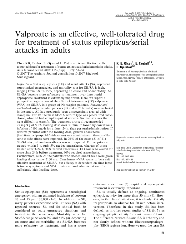 (PDF) Valproate is an effective, well-tolerated drug for treatment of ...
