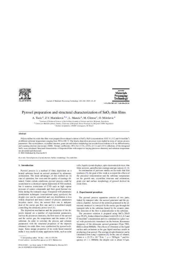 (PDF) Pyrosol preparation and structural characterization of SnO2 thin ...
