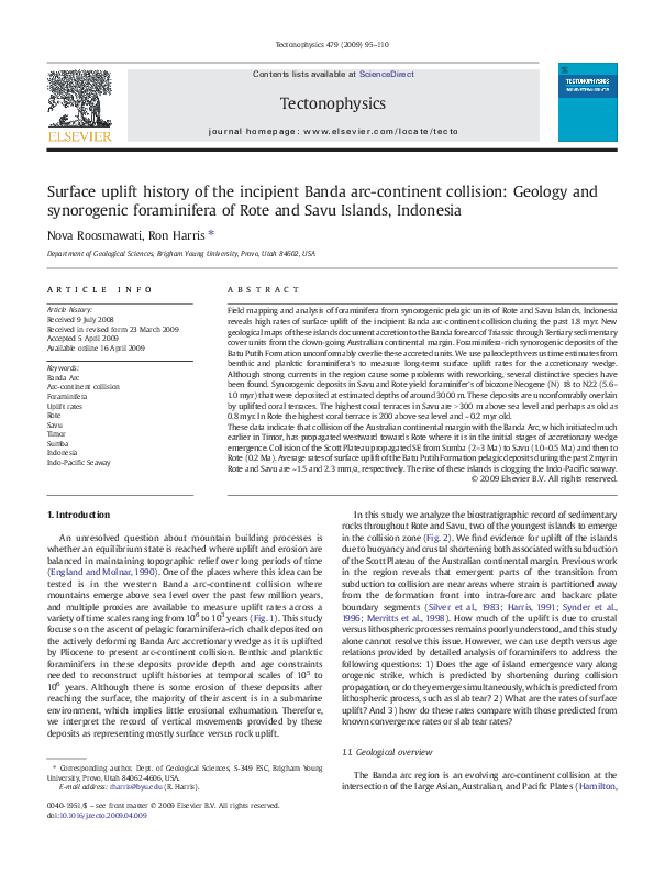 (PDF) Surface uplift history of the incipient Banda arc-continent ...