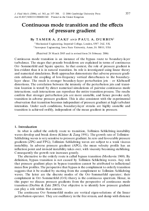 (PDF) Continuous mode transition and the effects of pressure gradient