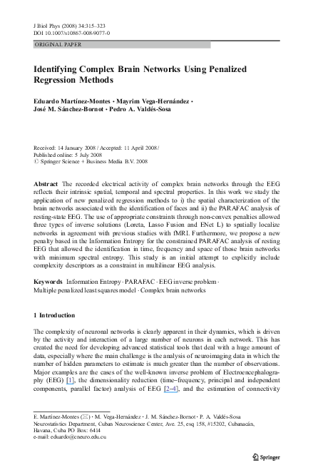 (PDF) Identifying Complex Brain Networks Using Penalized Regression Methods