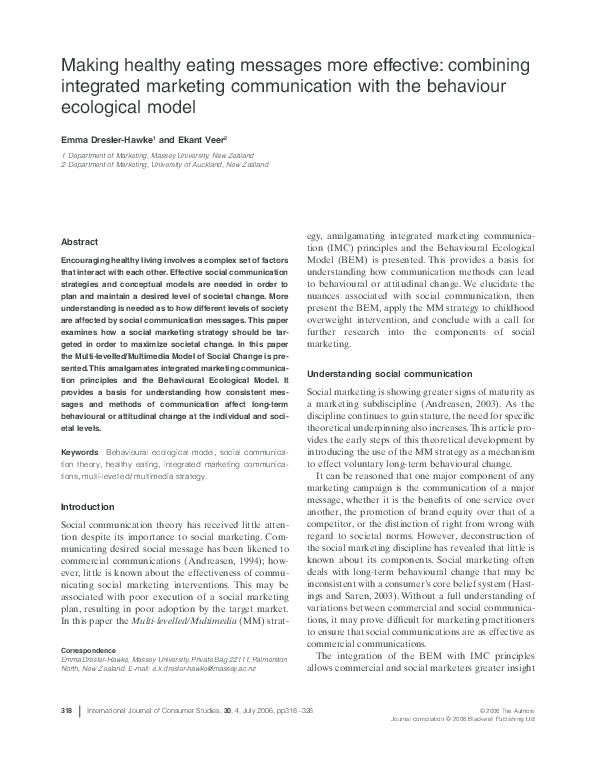 (PDF) Making healthy eating messages more effective: combining ...