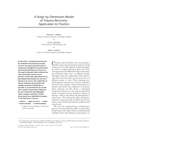 (PDF) A stage by dimension model of trauma recovery: Application to ...