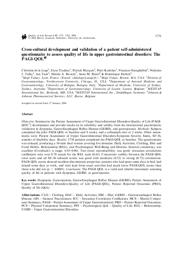 (PDF) Cross-cultural development and validation of a patient self ...
