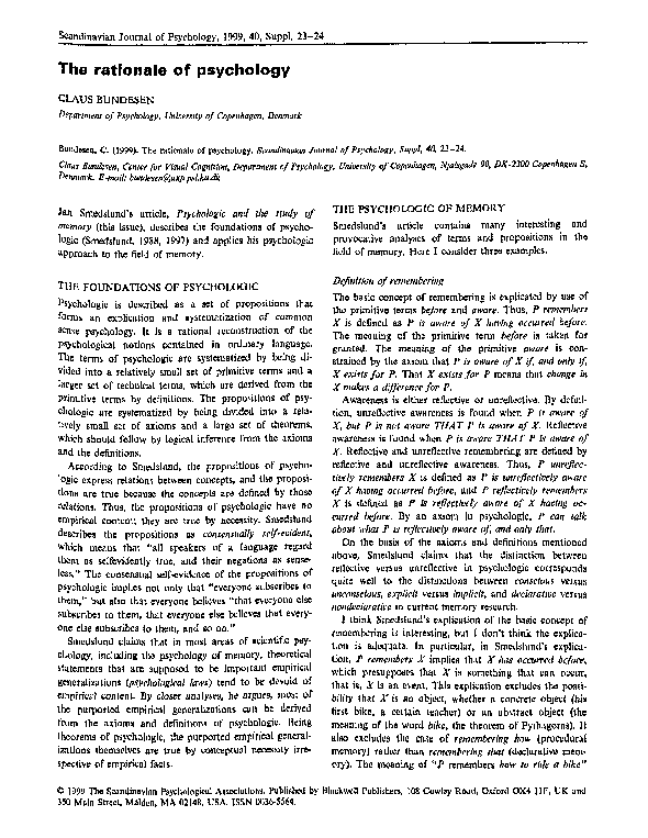 (PDF) The rationale of psychology