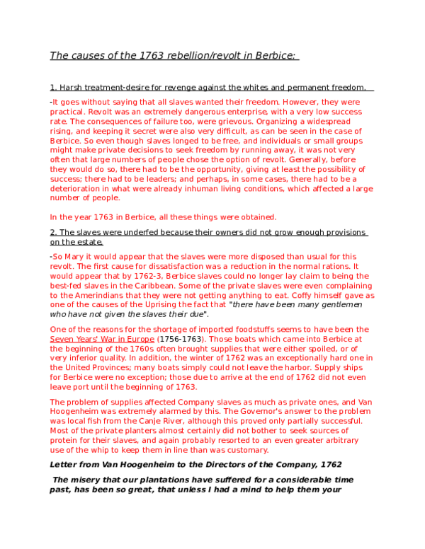 (DOC) The causes of the 1763 rebellion