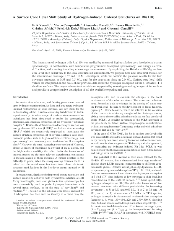 (PDF) A Surface Core Level Shift Study of Hydrogen-Induced Ordered ...