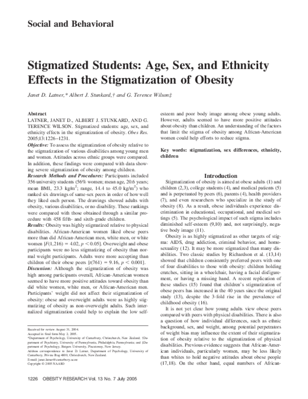 (PDF) Stigmatized Students: Age, Sex, and Ethnicity Effects in the ...