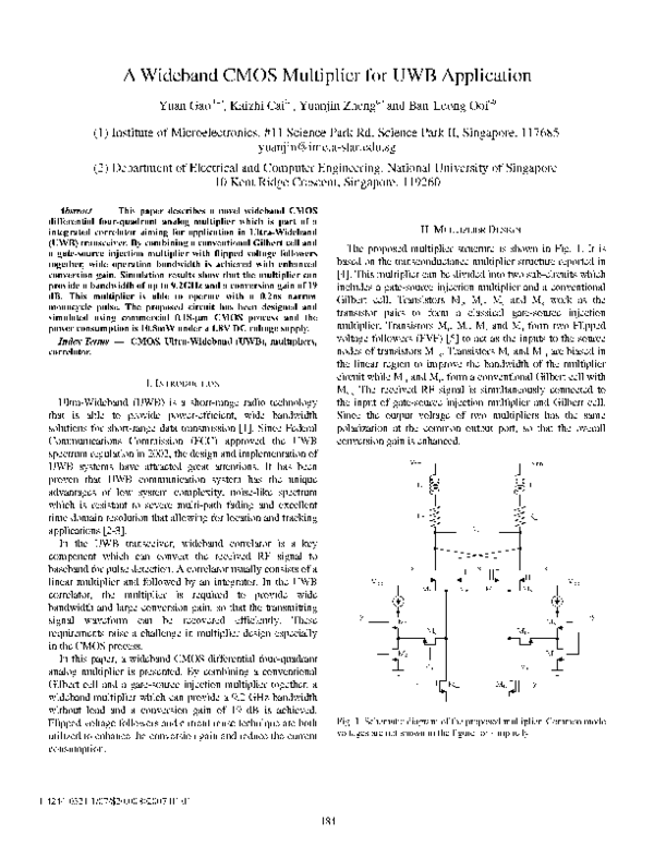 (PDF) A Wideband CMOS Multiplier for UWB Application