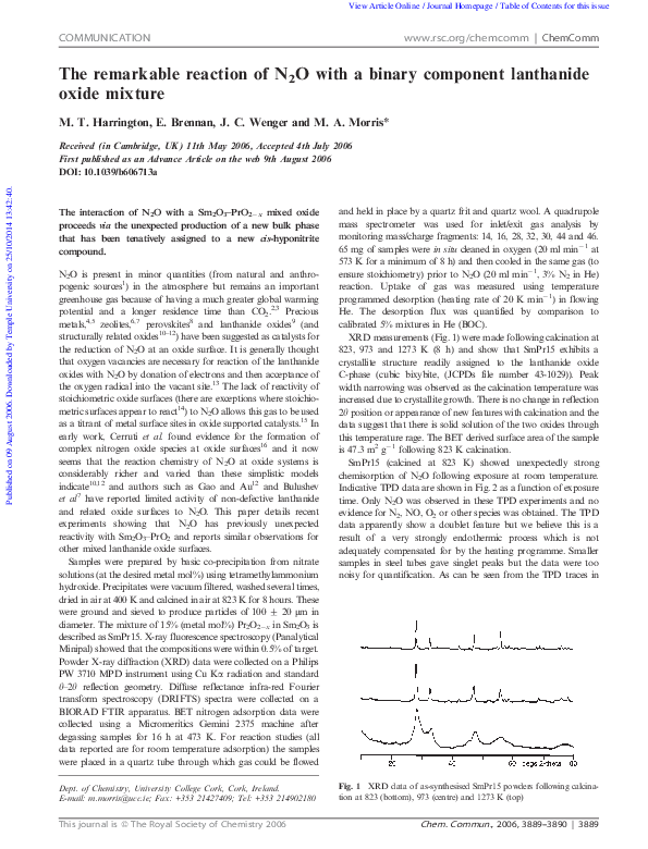 (PDF) The remarkable reaction of N2O with a binary component lanthanide ...