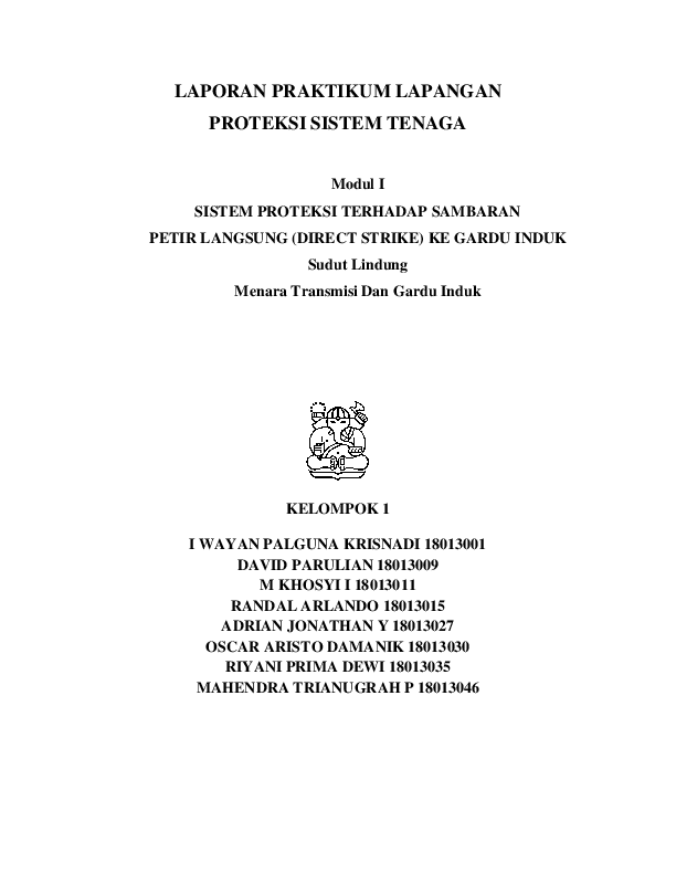 (PDF) LAPORAN PRAKTIKUM LAPANGAN PROTEKSI SISTEM TENAGA Modul I SISTEM ...