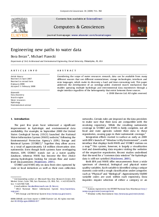 (PDF) Engineering new paths to water data