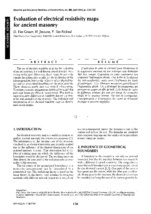 (PDF) Evaluation of electrical resistivity maps for ancient masonry