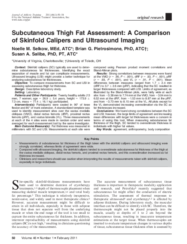 (PDF) Subcutaneous Thigh Fat Assessment: A Comparison of Pinch Calipers ...