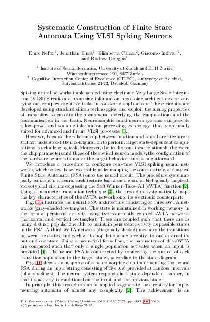(PDF) Systematic Construction of Finite State Automata Using VLSI Spiking Neurons