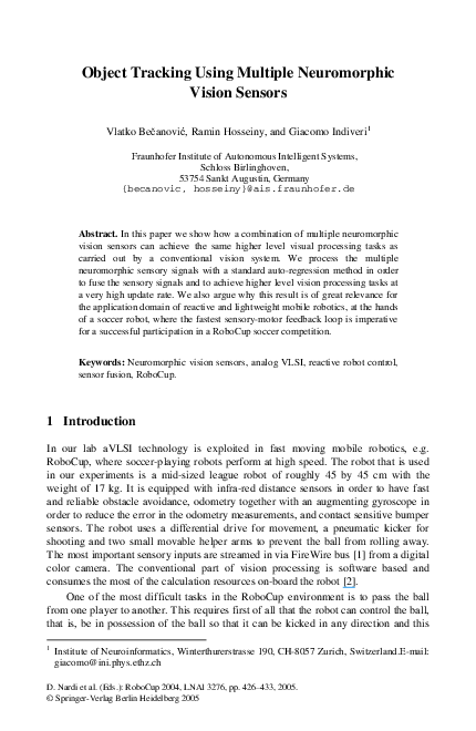 (PDF) Object Tracking Using Multiple Neuromorphic Vision Sensors