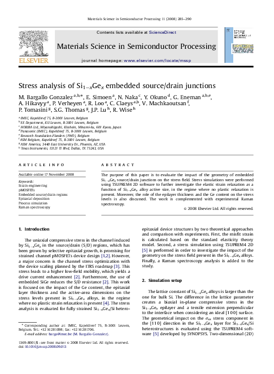 (PDF) Stress analysis of Si1−xGex embedded source/drain junctions