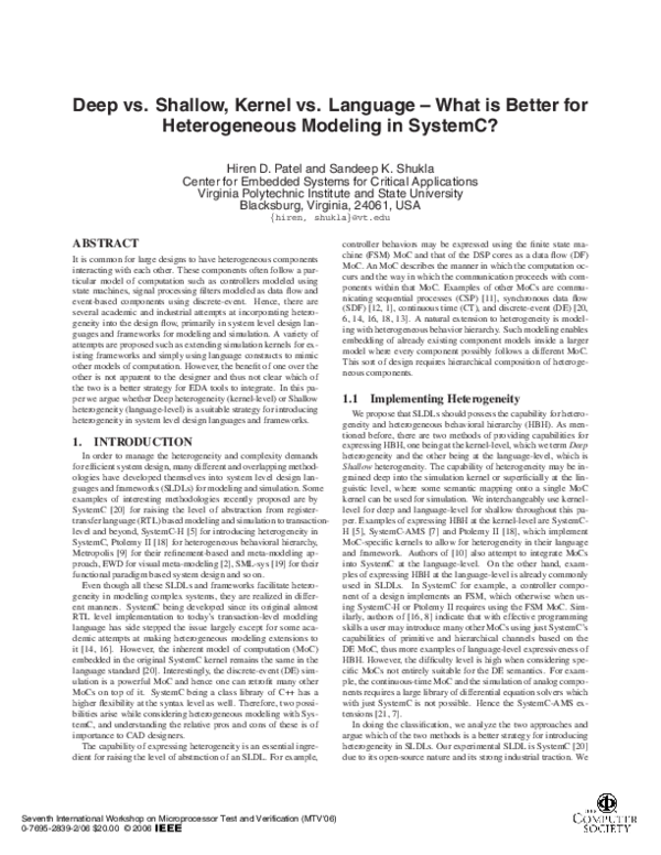 (PDF) Deep vs. Shallow, Kernel vs. Language--What is Better for Heterogeneous Modeling in SystemC?