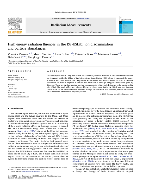 (PDF) High energy radiation fluences in the ISS-USLab: Ion ...