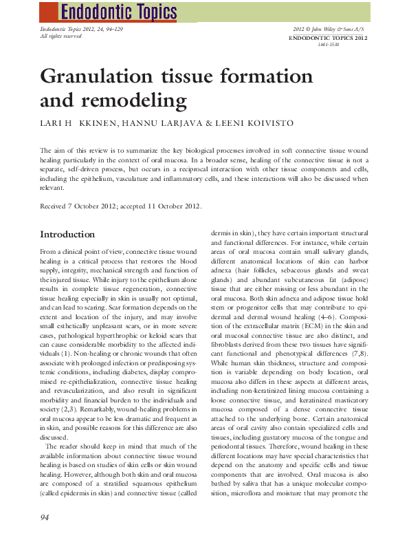 (PDF) Granulation Tissue Formation and Remodeling