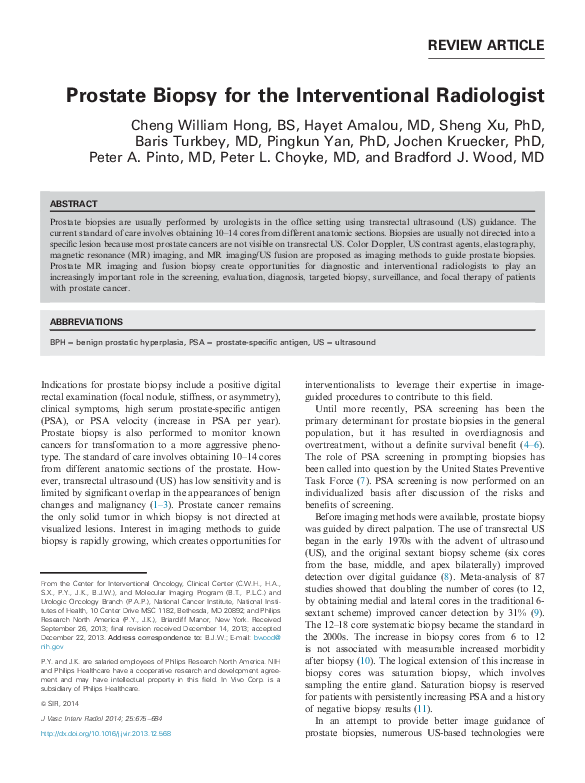 (PDF) Prostate Biopsy for the Interventional Radiologist